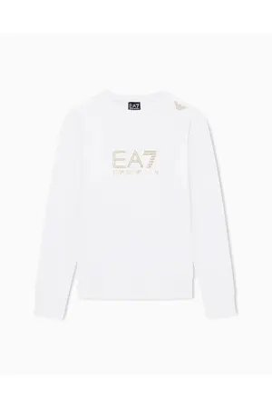 EA7 Evolution Stretch Viscose-blend Crew-neck Sweatshirt - White