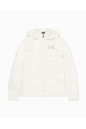 EA7 Recycled Technical Fabric Padded Hooded Jacket - White