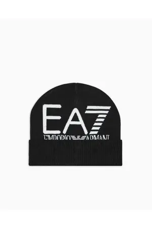 EA7 Visibility Beanie With Oversized Logo - Black