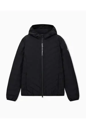 Emporio Armani Ea7 Premium Shield Packable Hooded Down Jacket - Black