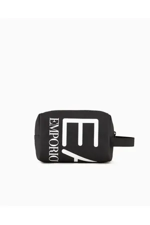 Emporio Armani Washbag With Oversized Logo - Black