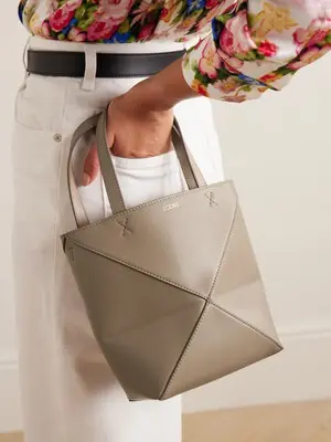 Loewe Puzzle Fold Mini Leather Tote - Neutrals