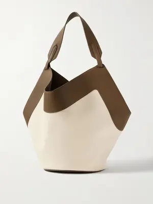 Khaite Lotus Medium Leather-trimmed Canvas Tote