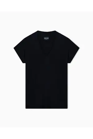 Giorgio Armani Jersey V-neck Top - Black