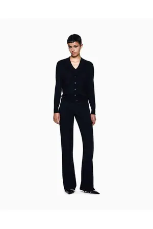 Giorgio Armani Jersey V-neck Top - Black