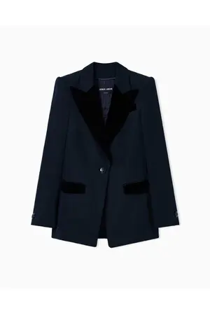 Giorgio Armani Barathea Wool And Velvet Single-breasted Jacket - Red
