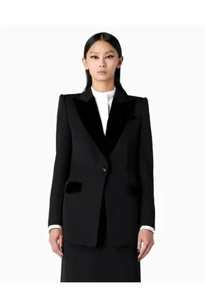 Giorgio Armani Barathea Wool And Velvet Single-breasted Jacket