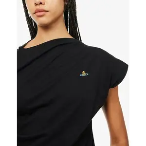 VIVIENNE WESTWOOD Hebo Asymmetric-neck Cotton-jersey T-shirt - Black