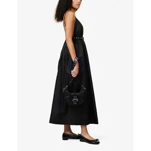 GANNI Duchesse Strap V-neckline Nylon Midi Dress