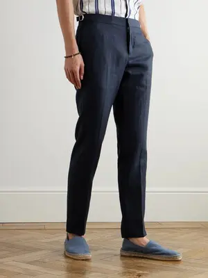 Orlebar Brown Griffon Tapered Linen Trousers - Blue