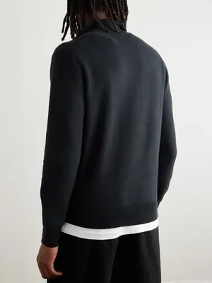 Polo Ralph Lauren Logo-embroidered Honeycomb-knit Half-zip Sweater - Black