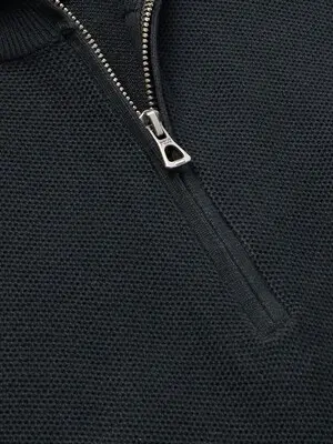 Polo Ralph Lauren Logo-embroidered Honeycomb-knit Half-zip Sweater - Black