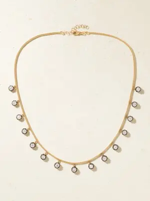 JENNA BLAKE Fringe 18-karat Rhodium-plated And Diamond Necklace - Gold