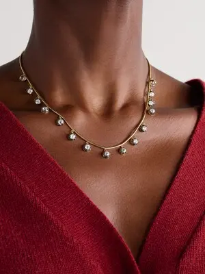 JENNA BLAKE Fringe 18-karat Rhodium-plated And Diamond Necklace