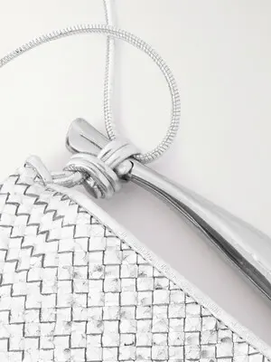 Bottega Veneta Baby Sardine Intrecciato Metallic Leather Shoulder Bag - Silver