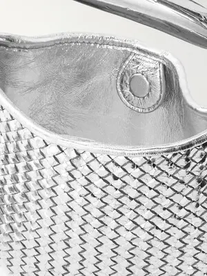Bottega Veneta Baby Sardine Intrecciato Metallic Leather Shoulder Bag - Silver