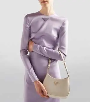 Prada Patent Leather Cleo Shoulder Bag - Neutral