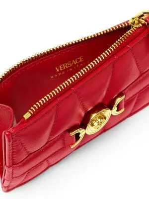 Versace Medusa '95 Quilted Zip-up Card Holder - Red
