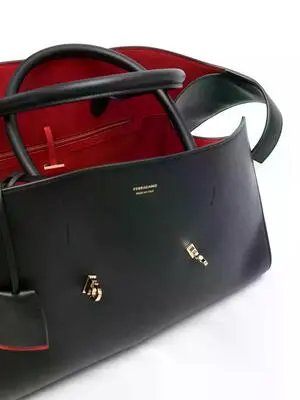 FERRAGAMO Hug Leather Tote - Black