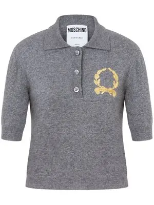 Moschino Embroidered Polo Shirt - Grey