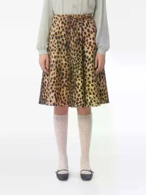 Valentino Garavani Jaguar Spots Wool Knee Length Skirt