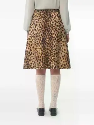 Valentino Garavani Jaguar Spots Wool Knee Length Skirt
