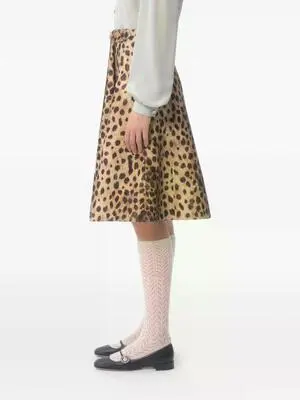 Valentino Garavani Jaguar Spots Wool Knee Length Skirt