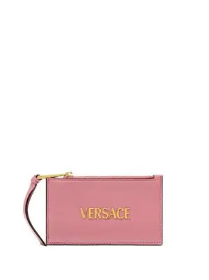 Versace Tag Zip-up Card Holder - Pink