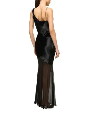Staud Beaton Velvet Mixed Media Dress - Black