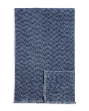 Vince Herringbone Cashmere Scarf Blue