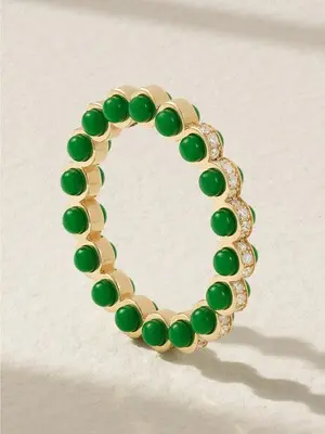L'ATELIER NAWBAR Atoms 18-karat Gold, Diamond And Enamel Ring - Green