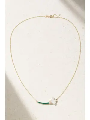L'ATELIER NAWBAR 18-karat Malachite, Mother-of-pearl And Diamond Necklace - Gold
