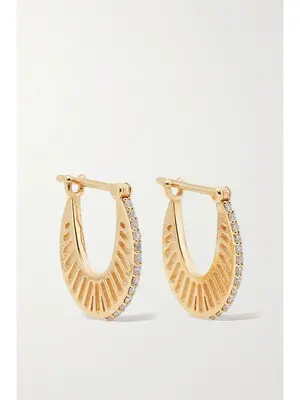 L'ATELIER NAWBAR Flat Ray Diamond Hoop Earrings - Gold