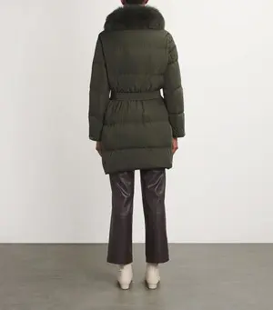 YVES SALOMON Down Puffer Coat With Fox Fur Collar And Rabbit Fur Mittens