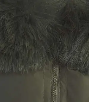 YVES SALOMON Down Puffer Coat With Fox Fur Collar And Rabbit Fur Mittens