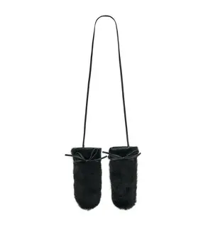 YVES SALOMON Mink Fur And Leather Mittens - Black