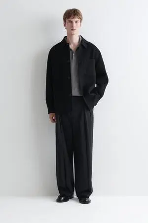Cos Double-faced Wool Overshirt - Black