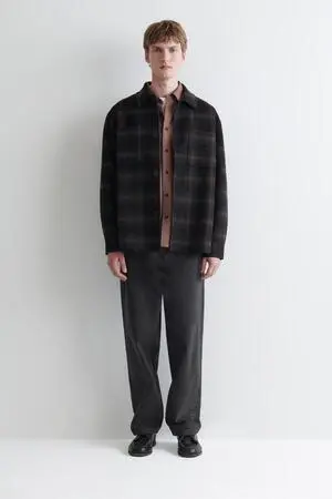 Cos Double-faced Wool Overshirt - Navy