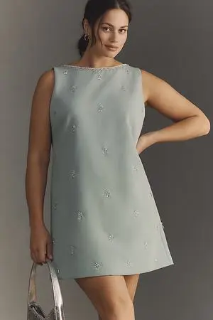 atsu crystal embellished bow mini dress Atsu Crystal-Embellished Bow Mini Dress In Blue - 45% Off