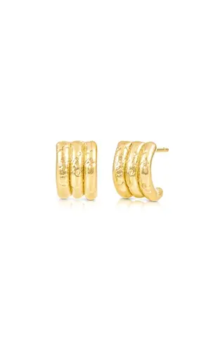 RENE BARNES The Crown 14k Yellow Huggie Earrings