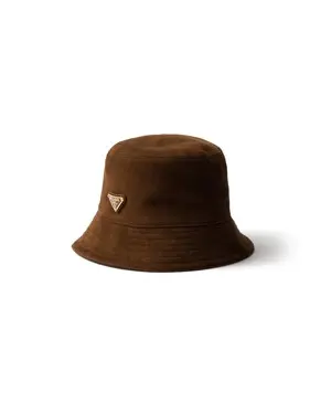 Prada Suede Bucket Hat - Brown