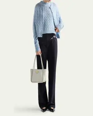 Prada Boxy Cable Cashmere Sweater - Azzurro