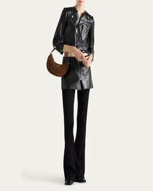 Prada Leather A-line Mini Skirt