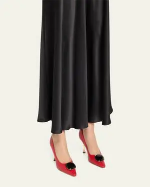 Manolo Blahnik Chiaran Leather Buckle Pumps