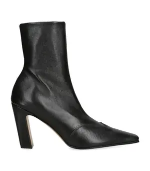 Khaite Leather Nevada Ankle Boots - Black