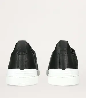 Zegna Shearling Triple Stitch Secondskin Sneakers - Black