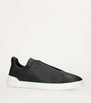Zegna Shearling Triple Stitch Secondskin Sneakers - Black