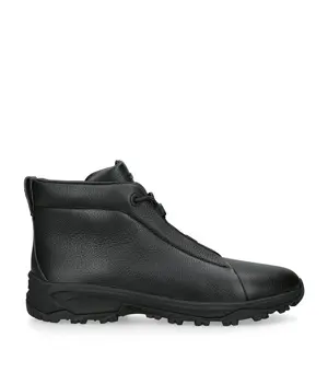 Zegna Leather Triple Stitch Vetta High Top Sneakers - Black