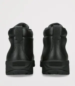 Zegna Leather Triple Stitch Vetta High Top Sneakers - Black