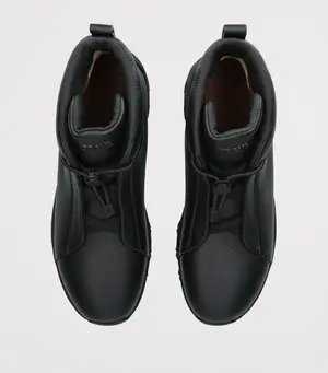 Zegna Leather Triple Stitch Vetta High Top Sneakers - Black